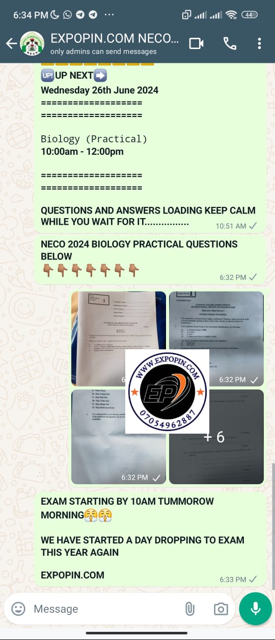NECO 2024 BIOLOGY PRACTICAL QUESTIONS - Expo Pin